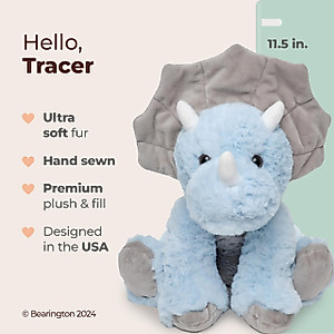 Bearington Tracer The Triceratops Dino Plush, 11.5 Inch Dinosaur Stuffed Animal