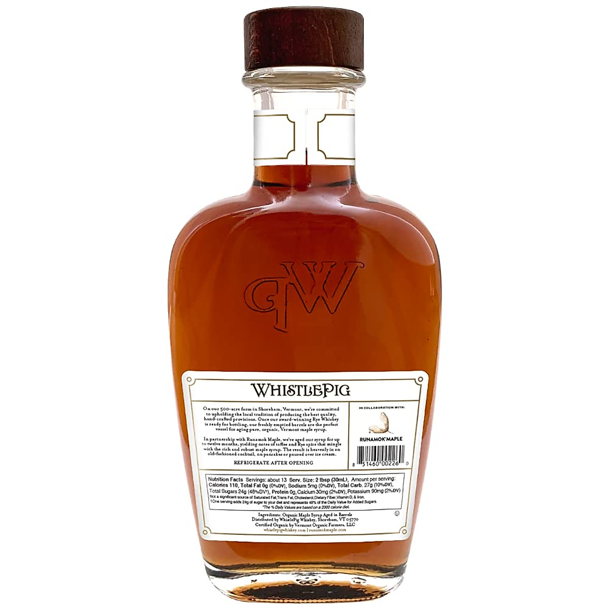 Runamok Maple & WhistlePig Organic Rye Whiskey Barrel-aged Maple Syrup 375 ml | 12.7 FL oz
