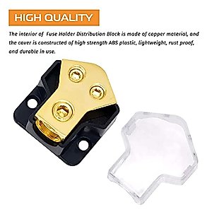 KEDAKEJI 1PACK 0/2/4 Gauge in 4/8 Gauge Out 2 Way Amp Copper Power Distribution Block for Car Audio Splitter
