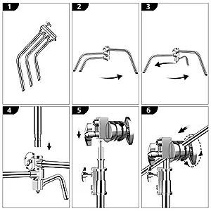 C Stand with Boom Arm-Photography Light Stand - Max Height 10.5ft/320cm, with 4.2ft/128cm Holding Arm ,Photography Stainless Steel Heavy Duty Stand Silver (CXJH01)