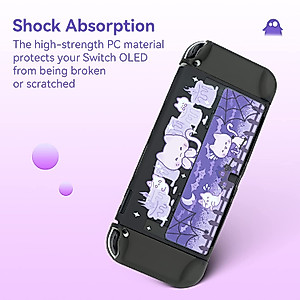 GeekShare Halloween Protective Case Slim Cover Case Compatible with Nintendo Switch OLED and Joy-Con - Shock-Absorption and Anti-Scratch - Spooky Cat