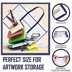 Windyun 2 Pcs Large Poster Storage Bag 48 x 36 Inches 31.5 x 25.5 Inches Bulletin Board Holder Classroom Organization and Storage Poster Storage Container Art Portfolio Case(Blue)