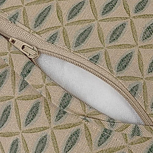 Creative Co-Op 14 Inches Cotton Chambray Printed Lumbar Bird, Embroidery, Patterned Back and Scalloped Edge, Multicolored Pillow, Natural