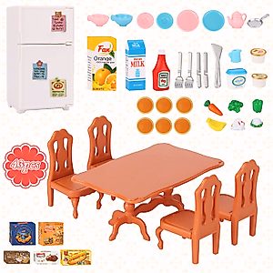Dollhouse Furniture Set for Kids Toys Miniature Doll House Accessories Pretend Play Toys for Boys Girls & Toddlers Age 3+ with The Dining Room