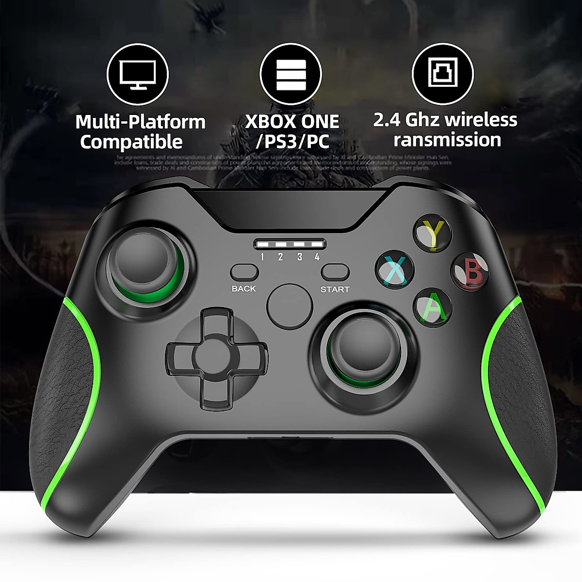 ZFY Wireless Game Controller Compatible Windows7/8/10,Gamepad with Linear Trigger(BLACK)