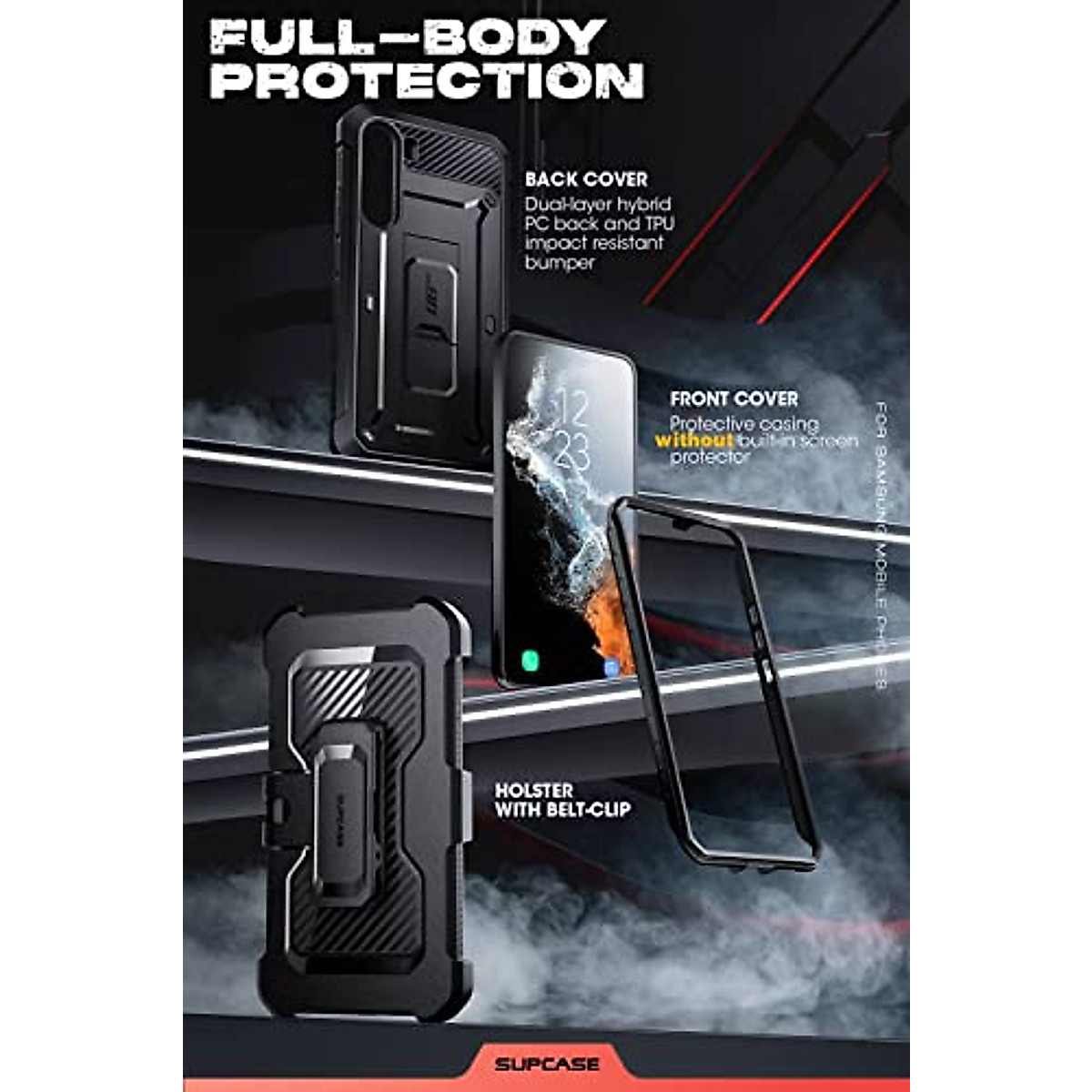 SUPCASE Unicorn Beetle Pro Case for Samsung Galaxy S23 5G (2023), Full-Body Dual Layer Rugged Belt-Clip & Kickstand Case (Black)