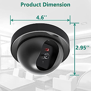 WALI Dummy Fake Security CCTV Dome Camera with Flashing Red LED Light with Security Alert Sticker Decals (SD-1), Black