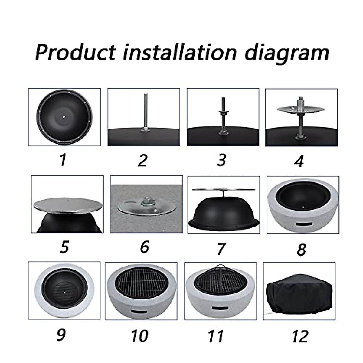 LEAYAN Garden Fire Pit Grill Bowl Grill Barbecue Rack Fire Pit Outdoor Wood Burning fire Pit, Villa Courtyard Imitation Marble Garden fire Pit, Picnic Barbecue Grill