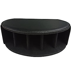 Leather Remote Control Holder with 5 Compartments TV Remote Caddy Storage Box/Tray,Desktop Organizer Store Controller,Glasses,Brush,Media Player,Pen,Space Saver for Bedside Table/Office Desk(Black)