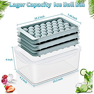 3 Pack Round Ice Cube Tray, Ice Ball Maker Mold for Freezer with Container, Sphere Ice Cube Tray Making 99pcs Circle Ice Chilling Cocktail Whiskey Tea Coffee(3Pack Blue Ice trays & Ice Bin & Ice tong)
