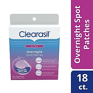 Clearasil Stubborn Acne Overnight Spot Pimple Patches, 18 Count (Pack of 3)