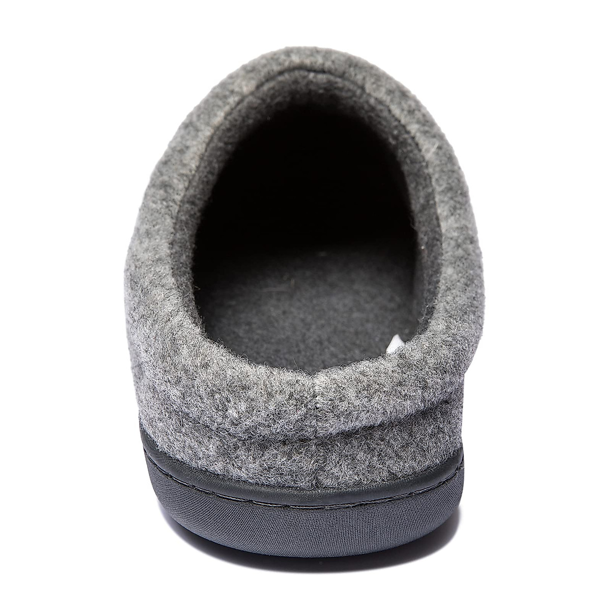 NewDenBer Men's Cozy Memory Foam Slippers Soft Felt Wool Slip on Indoor Outdoor Clog House Shoes (10-10.5 D(M) US, Grey)
