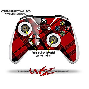 WraptorSkinz Decal Vinyl Skin Wrap Compatible with Xbox One S Console and Controllers - Red Plaid