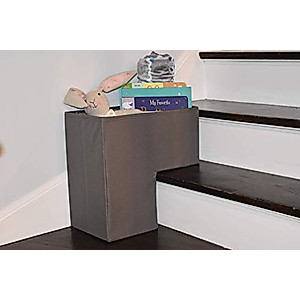 Stair Basket - Gray Staircase Storage Organizer with Board Divider & Handles - Step Container to Store Laundry, Toys & Household Items - Durable, Foldable, Easy to Carry