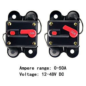 ANJOSHI Circuit Breaker 50amp 50A-300A with Manual Reset Home Solar System Fuse Holder for Car Audio and Amps Protection 12V-48V DC Reset Fuse Inverter Replace Fuses
