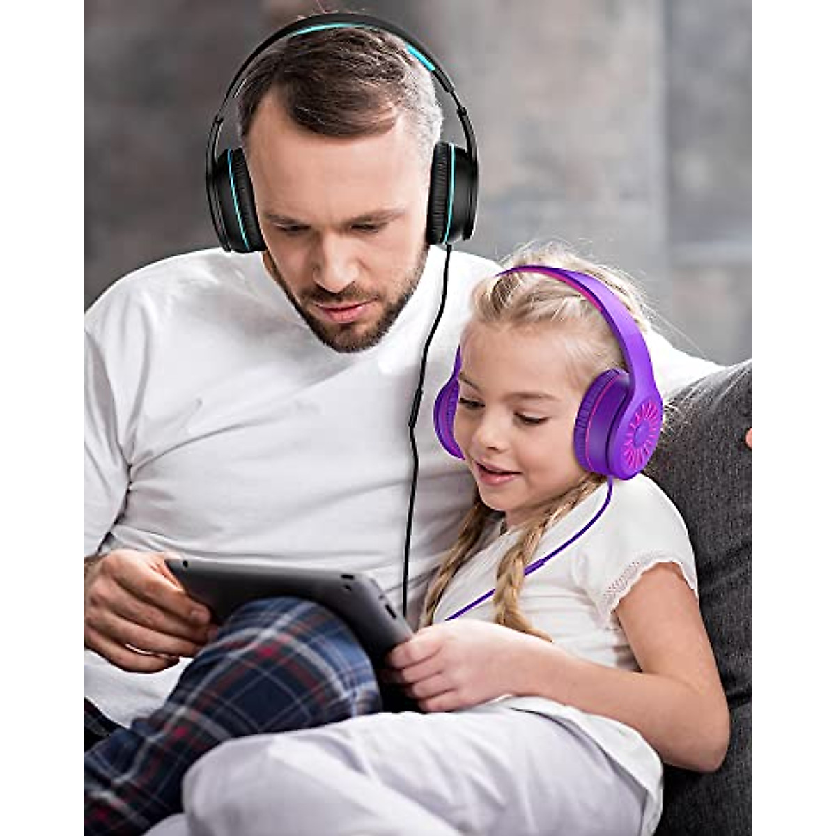 Elecder i45 On-Ear Headphones with Microphone - Foldable Stereo Bass Headphones with No-Tangle 1.5M Cord, 3.5MM Jack, Portable Wired Headphones for School/Kids/Teen/Smartphone/Travel/Tablet Blue/Black