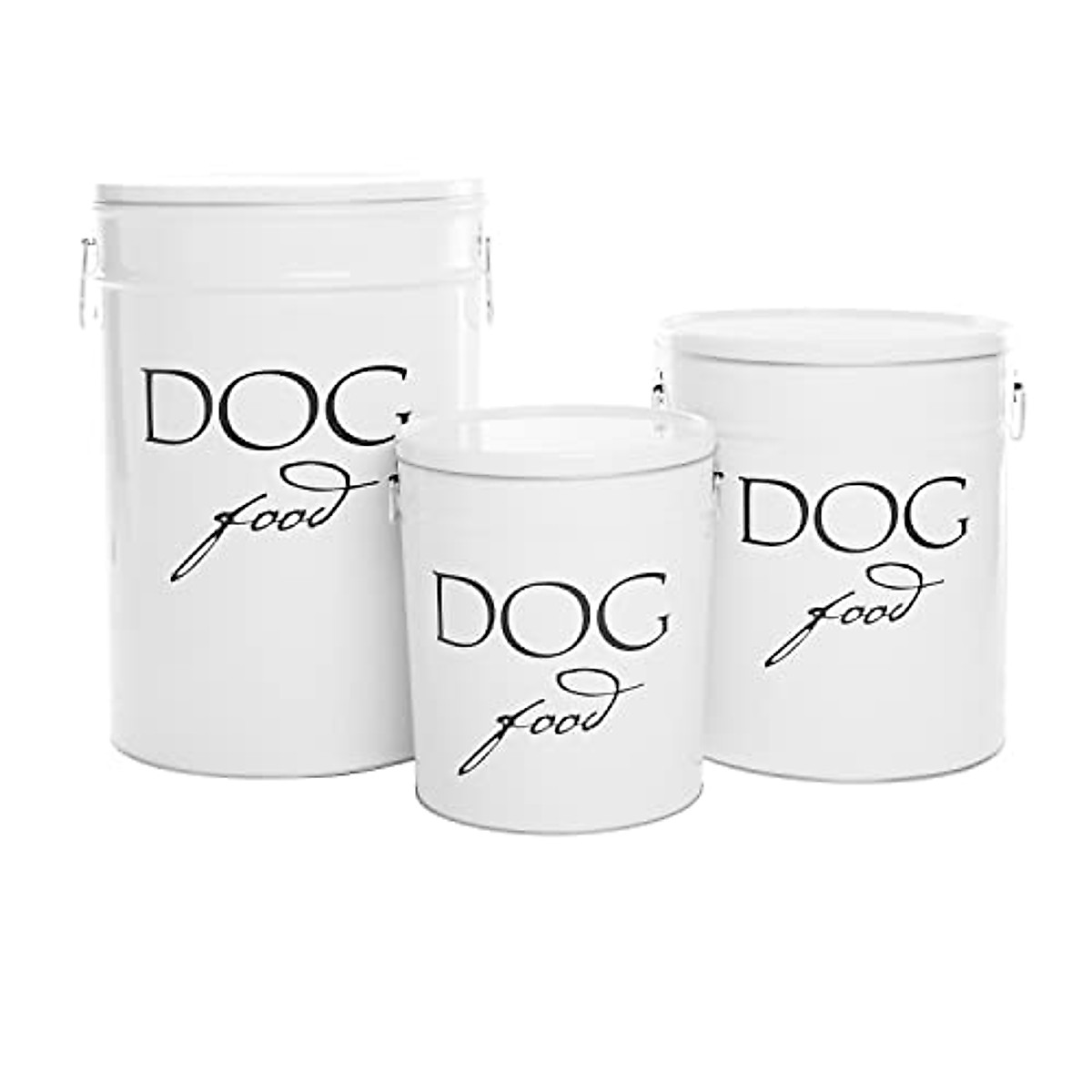 Harry Barker White Classic Food Storage Canister For Dogs, Large 40 Pounds of Food