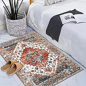 Aopota Area Rug for Bedroom 2x3ft Non Slip Distressed Faux Wool Indoor Door Mat Soft Area Floor Carpet Rug for Entryway Laundry Room Hallway