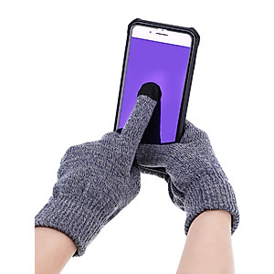 Tatuo 4 Pcs Winter Hat and Gloves Set for Men and Women and Kids Ski Warm Fleece Knit Beanie Hat Warmer Scarf Earmuff(Grey)