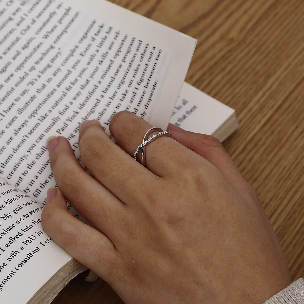 ASCOMY Adjustable Silver Simulated Diamond CZ Criss Cross Ring for Women 14K Gold Plated Dainty X Wedding Ring Minimalist X Shaped Criss Cross Ring Stacking Everyday Ring Jewelry