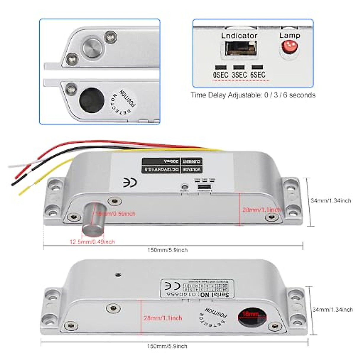LIBO Full Set Kit of RFID Access Control Keypad 125KHz with DC12V Electric Lock Electronic Bolt Lock, 3A Power Supply, Exit Button, 10pcs ID Key Cards