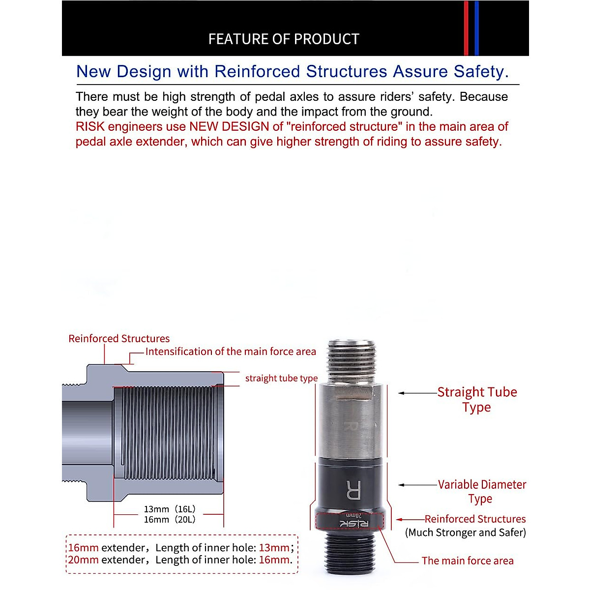 VGEBY Bike Pedal Extender Pedal Spacer Alloy Pedal Extended Spindle for Mountain Bike 20mm(Black) Pedal Extenders
