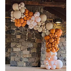 Fall Balloons Garland Arch Kit - Double Stuffed Matte Burnt Orange Cream Peach Apricot Terracotta Latex Balloon Different Sizes 18 12 10 5In Fall Ballon for Baby Shower Party Holiday