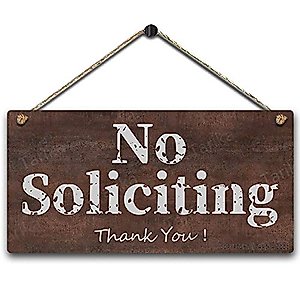 No Soliciting Thank You 12.5X25 cm Vintage Look Decoration Crafts Hanging Sign for Home Kitchen Bathroom Farm Garden Garage Inspirational Quotes Wall Decor