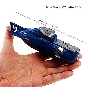 Tipmant RC Submarine Toy Remote Control Boat Ship Electric Dive for Fish Tank Water Tub Kids Birthday Gift (Blue)