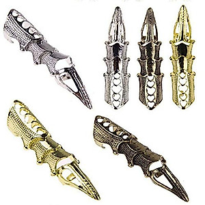 Barhunkft(TM) Punk Gothic Rings Rock Scroll Joint Armor Knuckle Metal Full Finger Claw Ring(Random Color)
