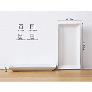 YHOSSEUN Porcelain Serving Platters Rectangular Trays White Serving Platters for Party, Stackable Set of 4,12 inch