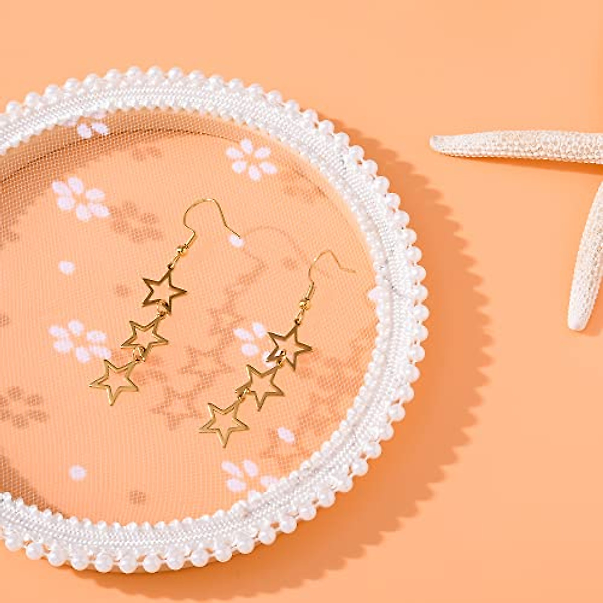 Plikin Star Y2K Earrings for Teen Girls - Stainless Steel Drop & Dangle Silver Y2k Earring