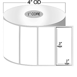 Prinko- 3” X 1” Direct Thermal Labels for FBA Barcodes, Address, Perforated & Compatible with Rollo Label Printer & Zebra Desktop Printers 1300/Roll (4)