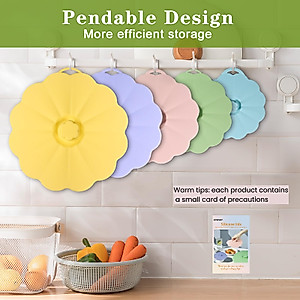 ZNWSRY 5 Pack Silicone Lids,Silicone Food Lids for Cups, Bowls, Plates, Pots, Pans.Silicone stretch lids and food covers