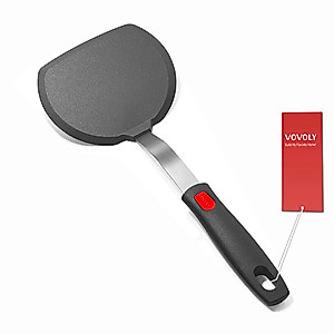 Silicone Pancake Spatula Turner with Lengthened Handle, Heat Resistant Cooking Spatulas for Nonstick Cookware, Large Flexible Kitchen Utensils BPA Free Rubber Flipper for Egg, Pancake, Fish, Burger