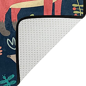 ALAZA Forest Owl Deer Hedgehog Fox Area Rug Rugs for Living Room Bedroom 7' x 5'