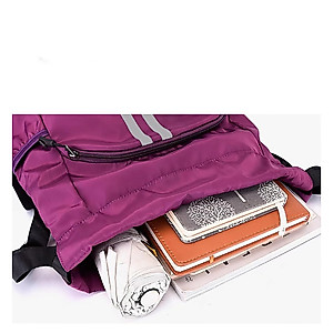 Oziral Drawstring Backpack, Water-Resistant Sports Gym Bag with Shoe Compartment and Two Side Mesh Pockets, String Backpack with Reflective Strip for Men and Women (Purple)