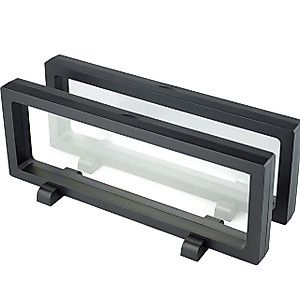 RECHIATO 2Pcs of 3D Floating Display Cases 9.1"×3.5"×0.8", Coin Display Case Coin Holder Coin Display Frame Stand Holder for Military Challenge Coin, AA Medallion