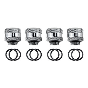 BXQINLENX Silver Chrome Hard Tube Fitting G 1/4" to ID 10 mm OD 14 mm PETG Triple Seal Fitting for Computer Water Cooling System Through Joint Straight Joint (4 PCS)