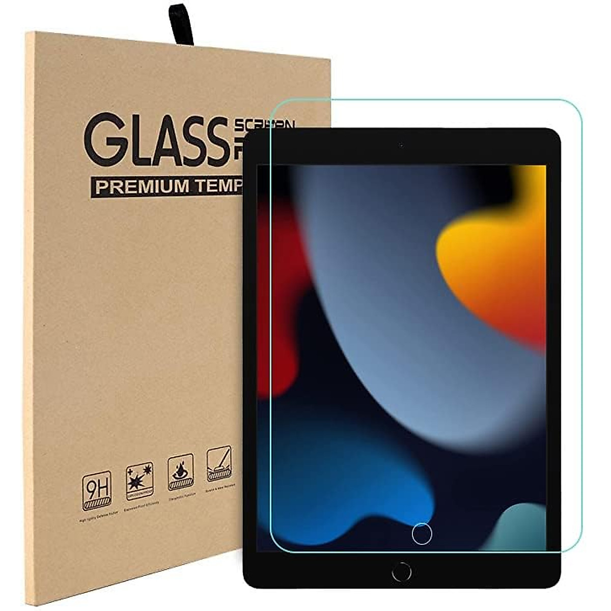 TSQQST Screen Protector for iPad 9th 8th 7th Generation, Tempered Glass Screen Protector Compatible with iPad 10.2 Inch 2021 2020 2019, 1 Pack