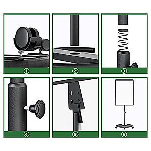 Mobile Whiteboard, Magnetic Dry Erase Board with Stand 40x28 inch, Height Adjustable Flipchart Easel Movable Rolling Stand White Board on Wheels with Dry Erase Markers, Magnets, Eraser (Black)