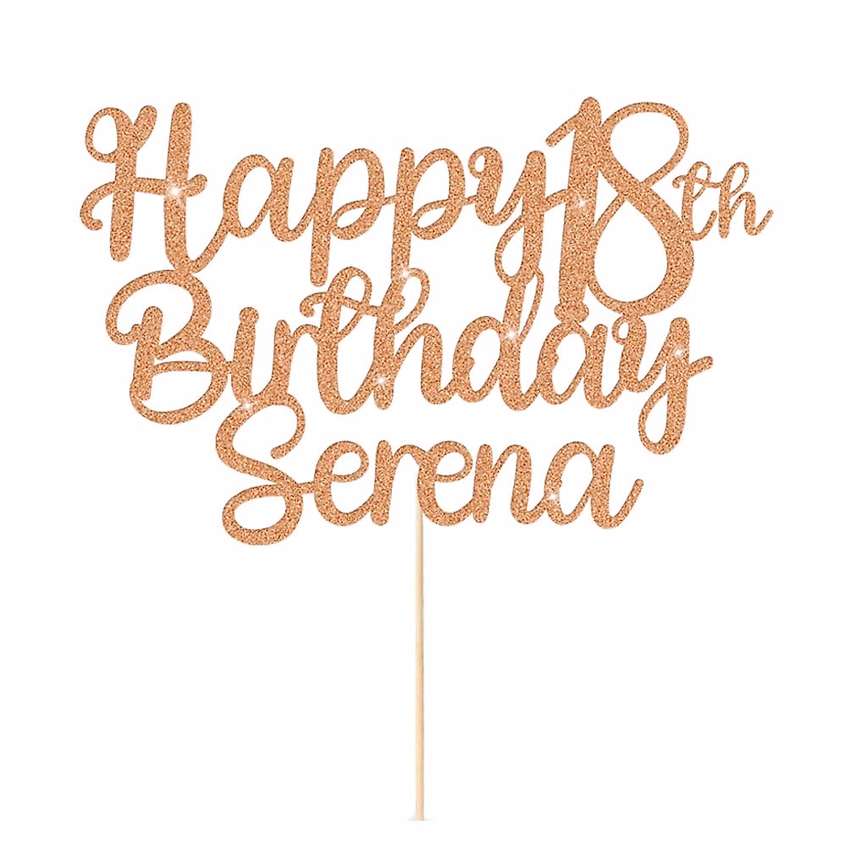 Happy Birthday Cake Topper Personalized Cake Topper Customised Birthday Cake Toppers with Any Name Age Multicoloured Custom Glitter Party Decorations 1st 18th 21st 30th 60th Birthday (Rose Gold)