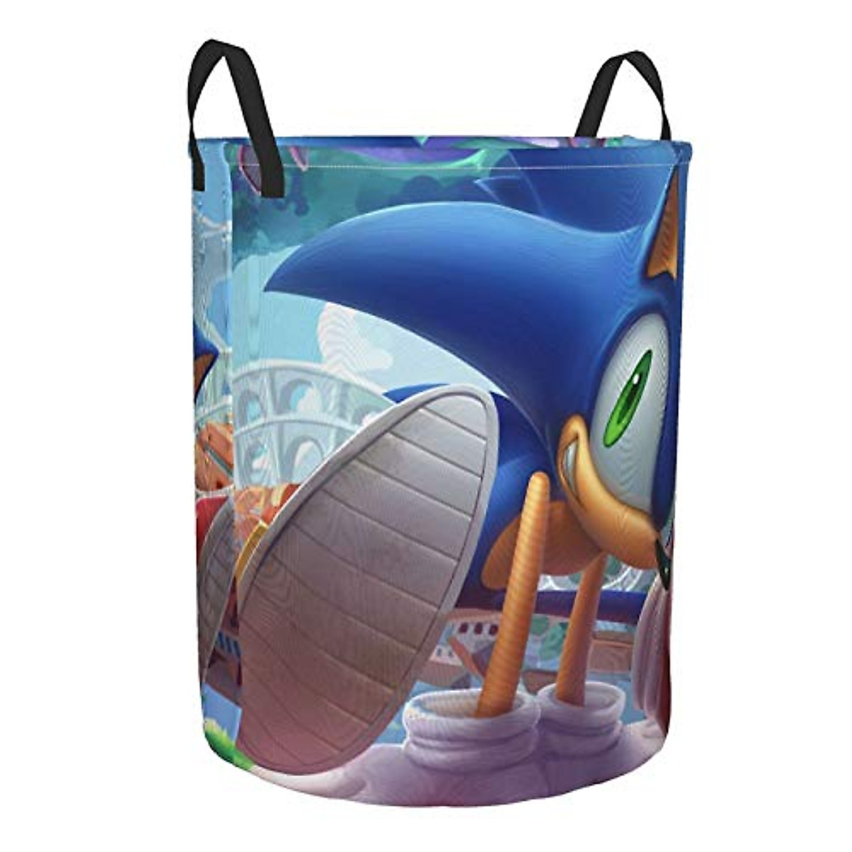 ZHANGJQ Soni_c Hedg-ehog Laundry Hamper Large Laundrys Basket Waterproof Foldable with Handles 38L Round Storage Bag,Bathroom/Bedroom/Dorm