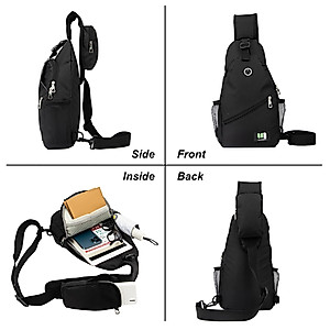 YOUNGNEON Sling Bag Anti-Theft Crossbody - Shoulder Backpack Chest Backpacks Waterproof Black/Grey Small Bags Mens Women Casual Daypack for Hiking Bicycle Sport (CS005, Black)