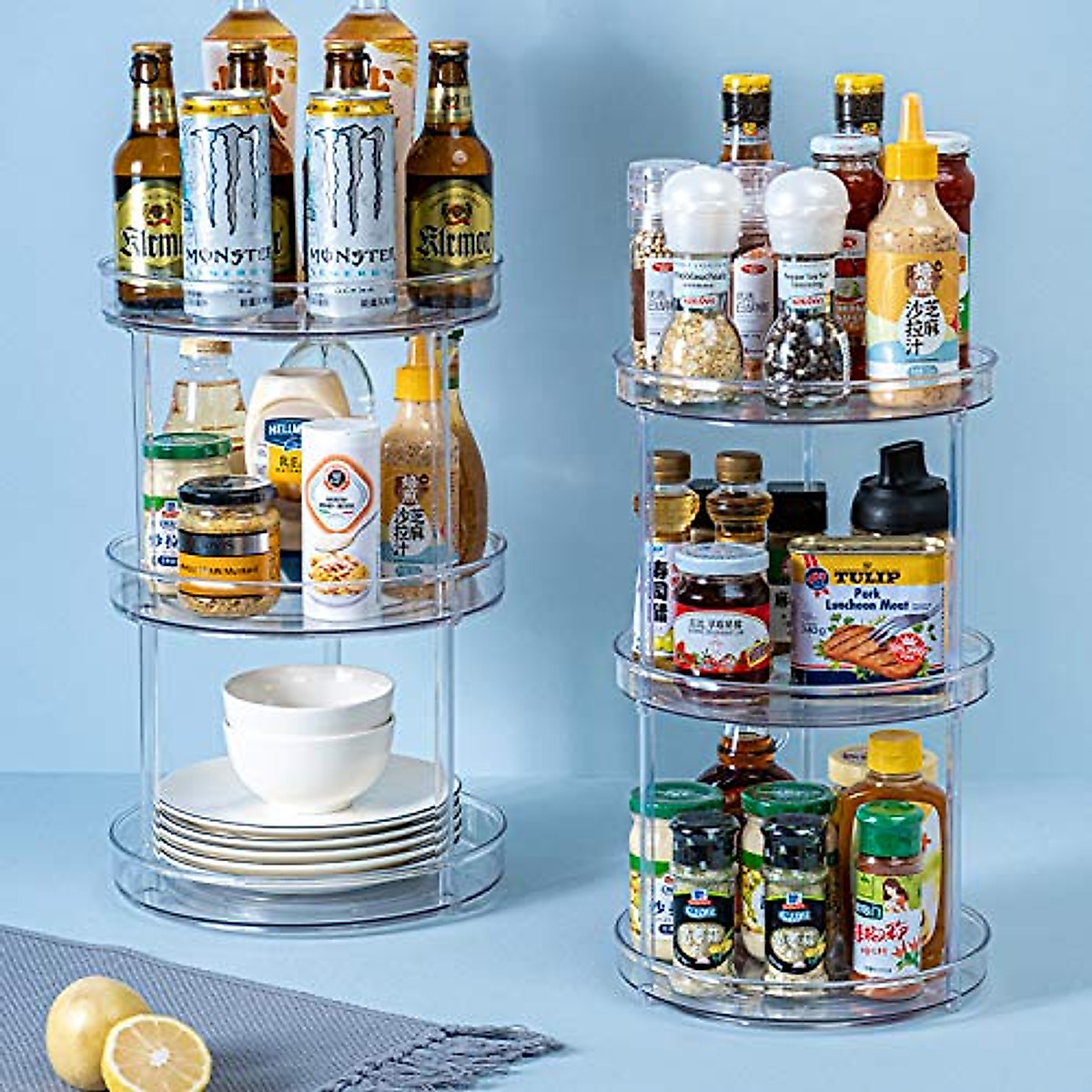 Non-Skid 3 Tier Lazy Susan for Kitchen, Cabinet, Pantry,Lazy Susan Turntable Cabinet Organizer，360 Degree Rotating Spice Rack，Lazy Susan Turntable