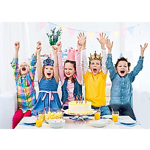 Richness DIY Party Crowns Foam Kids Tiaras Make Your Own Crowns with Jewel Stickers Party Favors for Kids Pack of 12 … (Multicolor) …