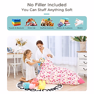 Aubliss Stuffed Animal Storage Bean Bag Chair Cover, 50"x 35" Extra Large Bean Bags for Kids & Adults, Beanbag Toy Storage for Boys Girls - Premium Cotton Canvas Bola