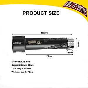 ORIXTREME Diamond Core Drill Bits 4/5 Inch GraniteHole Saw for Dry Drilling Concrete Marble Granite Stone with 5/8-11 Thread 20mm