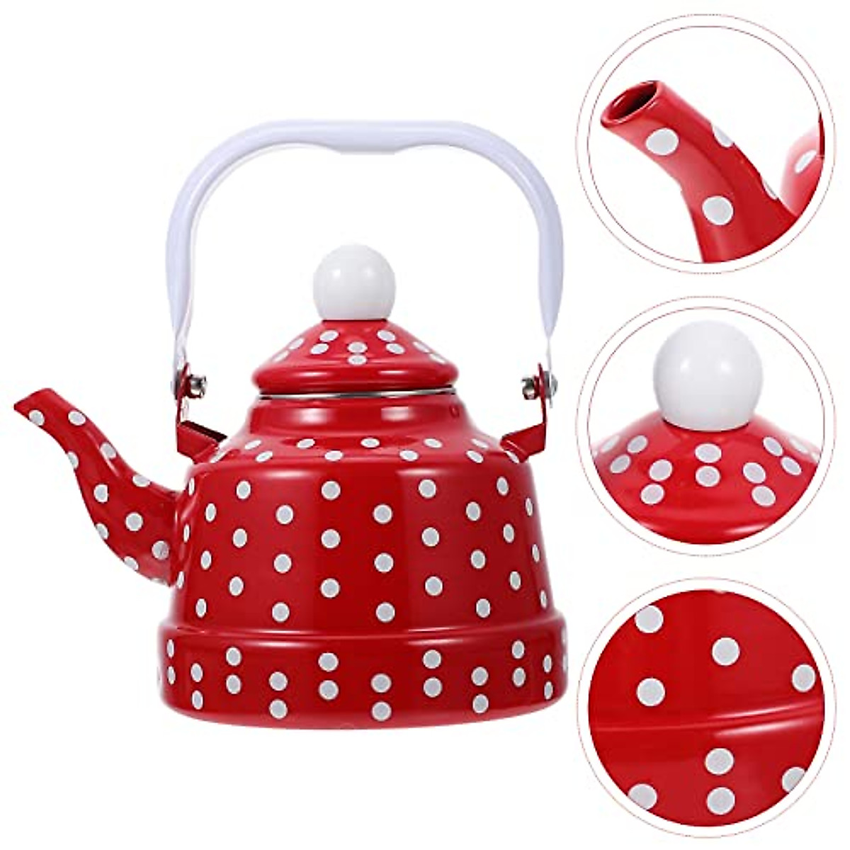 HEMOTON Kettle Stovetop Enameled Teapot Chinese Style Heating Water Kettle with Handle Large Capacity Hot Water Kettle Kitchen Teapot for Stovetop Induction Cooker （ Red ） Red Tea Kettle