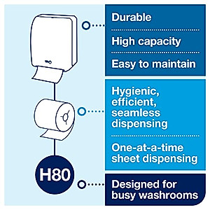 Tork Hand Towel Roll White H80, Universal, 100% Recycled Fiber, 6 Rolls x 630 ft, 8031600